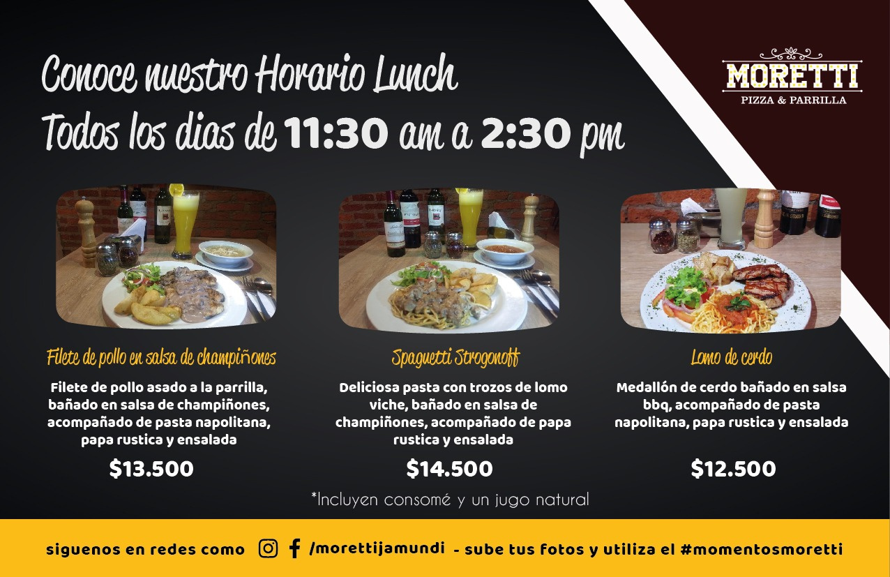 Restaurante Moretti - Nuestro menú