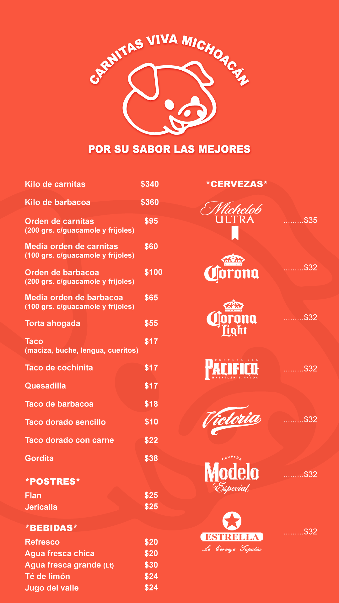 Carnitas Viva Michoacán - Nuestro menú