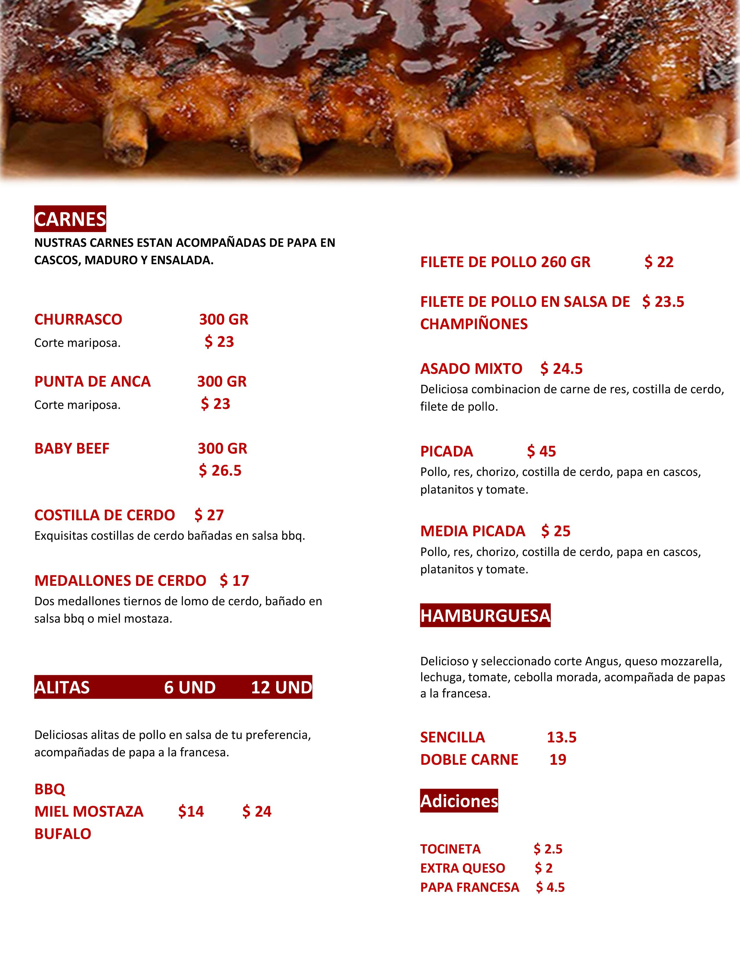 Restaurante Moretti - Nuestro menú